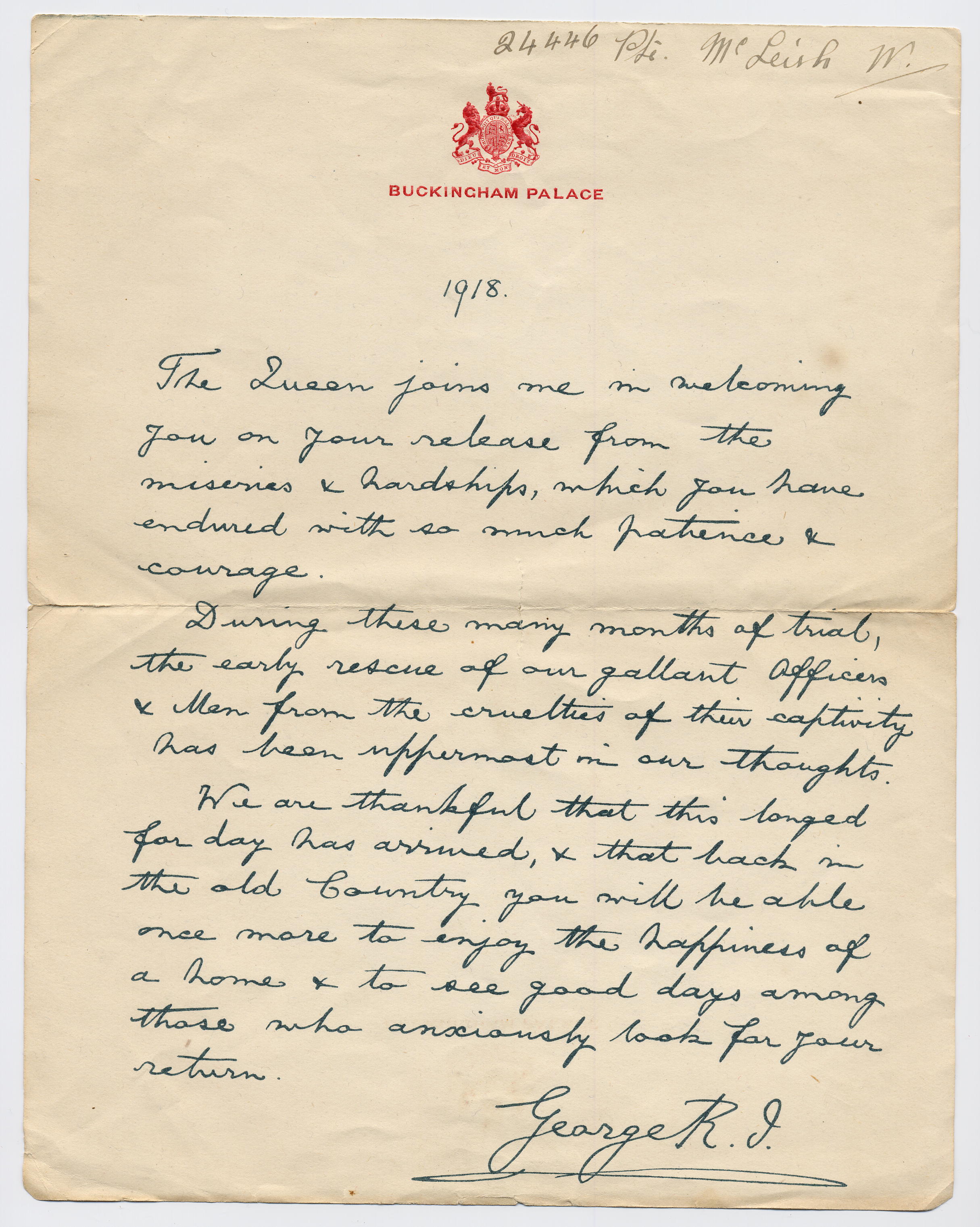 McLeish, William Menzies - Personal Items | Canadian Letters